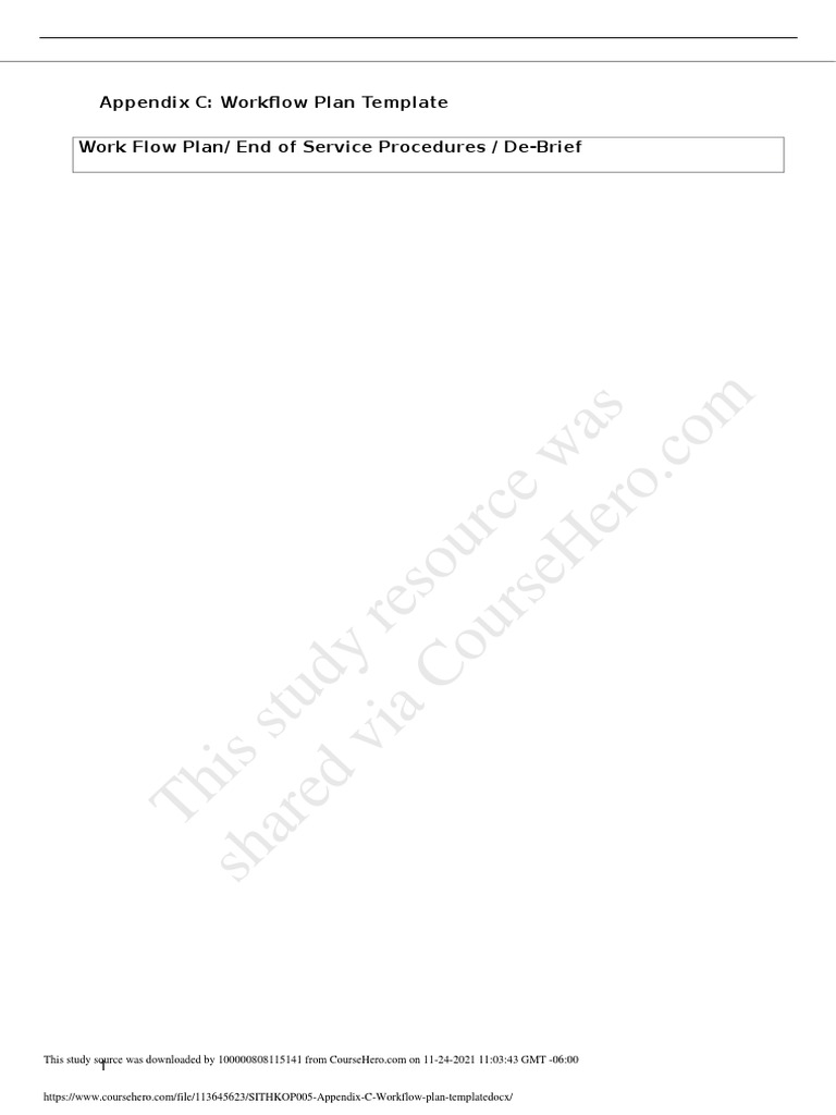 SITHKOP005 Appendix C Workflow Plan Template | PDF | Pancake | Foods