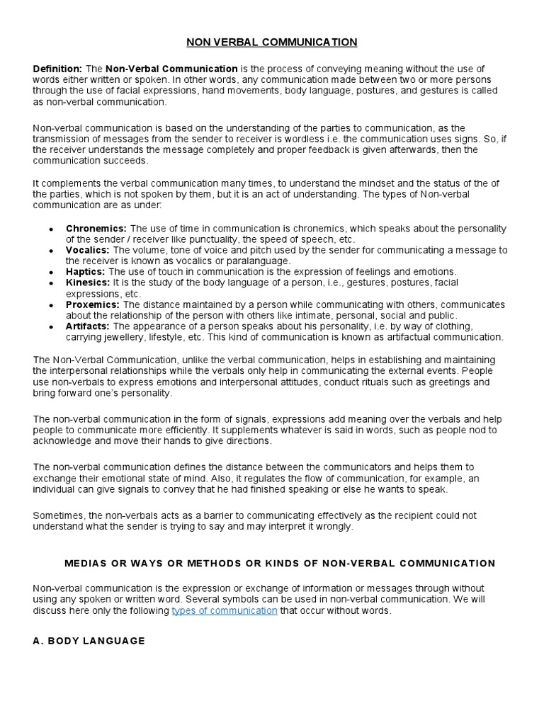 Non Verbal Communication | PDF | Nonverbal Communication | Communication