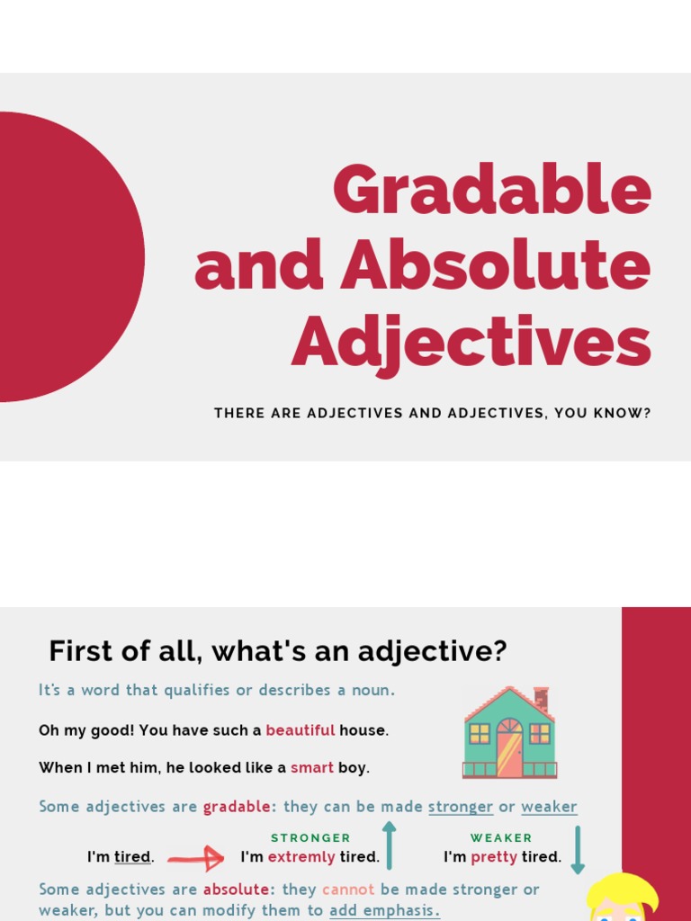 Gradable and Absolute Adjectives | PDF | Adjective | Syntactic ...
