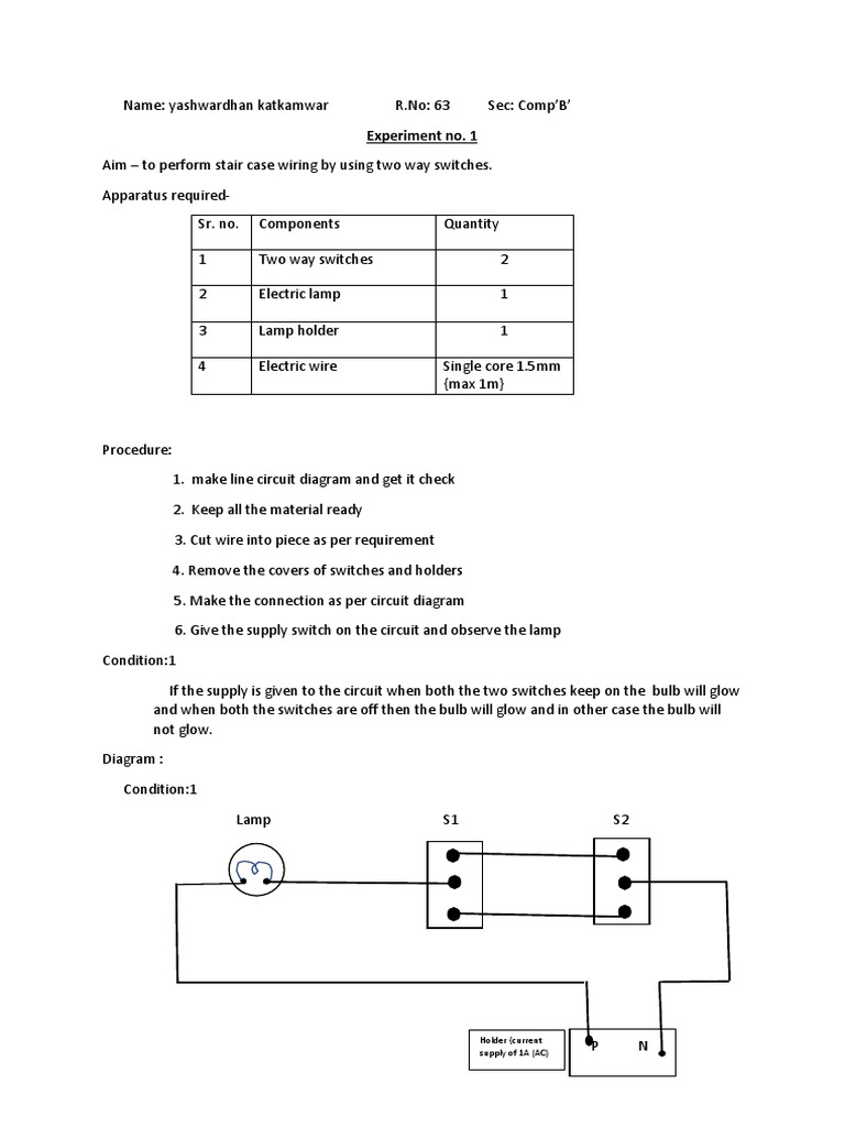 Staircase Wiring with Two-Way Switches | PDF | Switch | Alternating Current