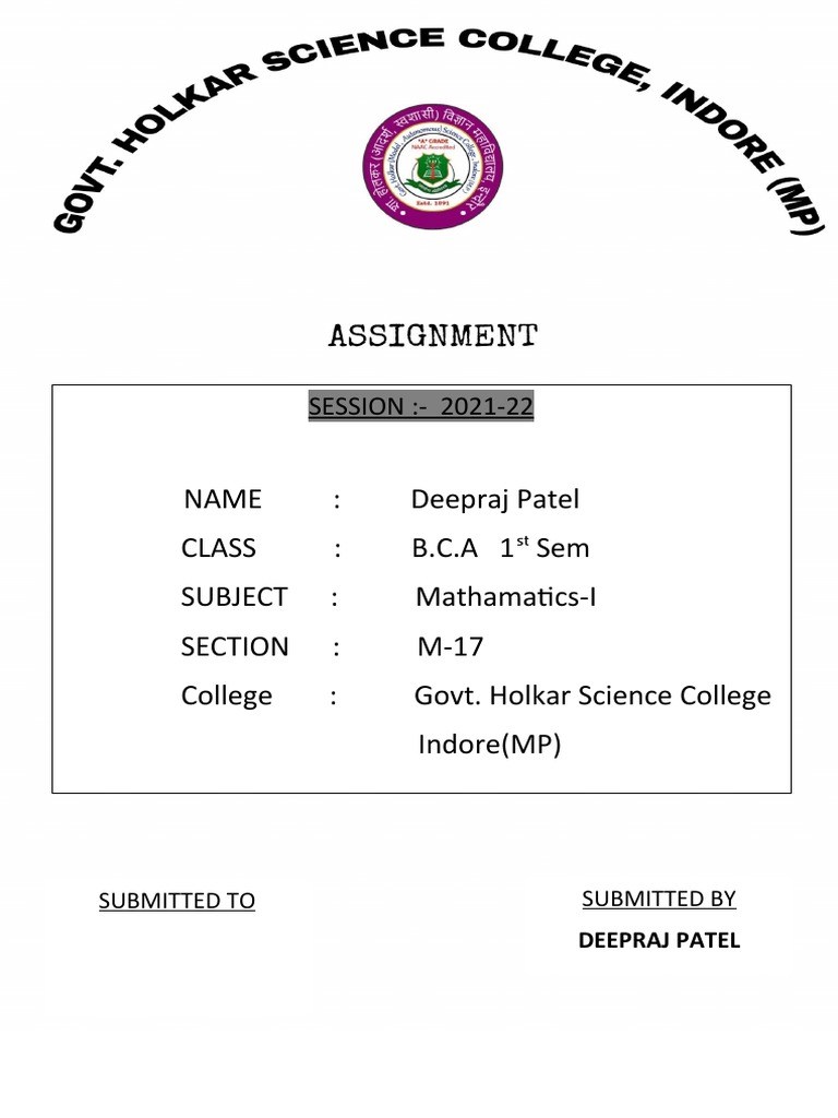 BCA 1st Sem Mathematics-I Submission | PDF