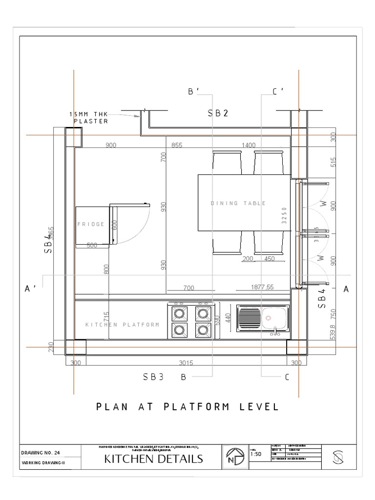 Plan at Platform Level: Kitchen Details | PDF | Countertop | Tile