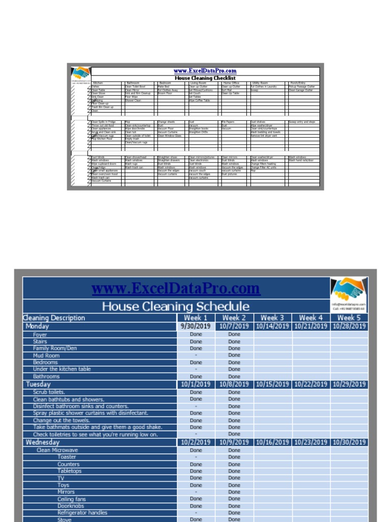 House Cleaning Schedule Template Excel | PDF | Bathroom | Housekeeping