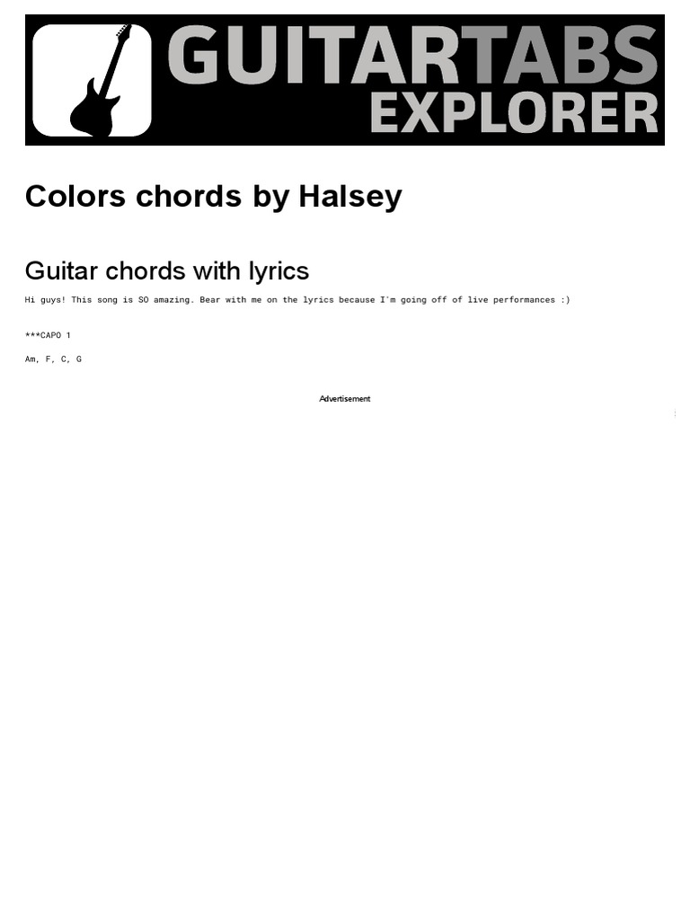 HALSEY - Colors Guitar Chords - Guitar Chords Explorer | PDF