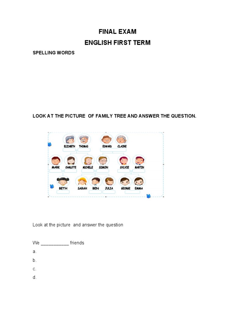 Final Exam English First Term: Spelling Words | PDF