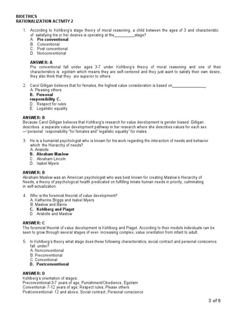 Bioethics Rationalization Activity 2 | PDF | Psychology | Behavioural ...
