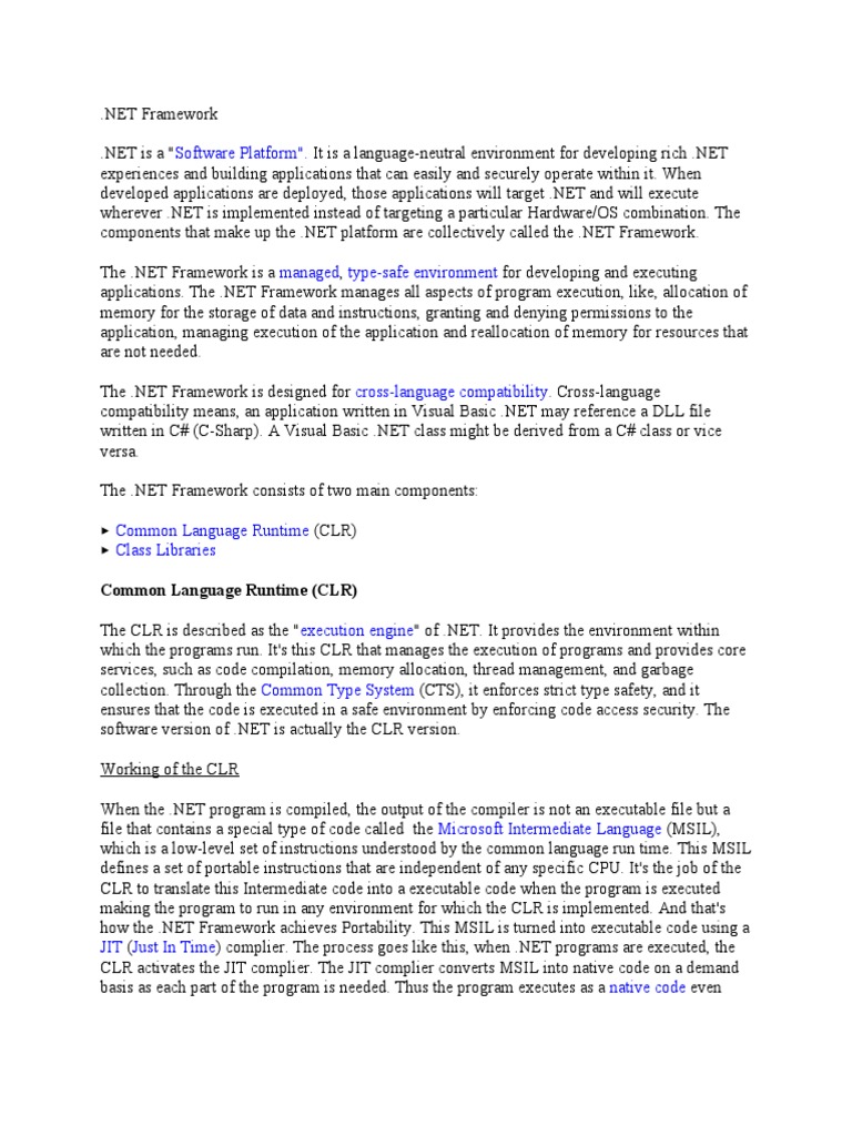 Software Platform".: Common Language Runtime (CLR) | Download Free PDF | Runtime System | Compiler