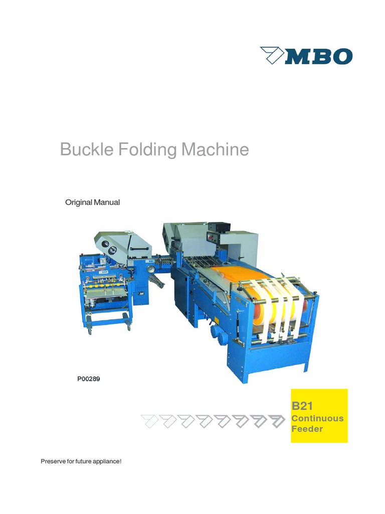 MBO B21 Continuous Operator Manual | PDF | Belt (Mechanical) | Switch