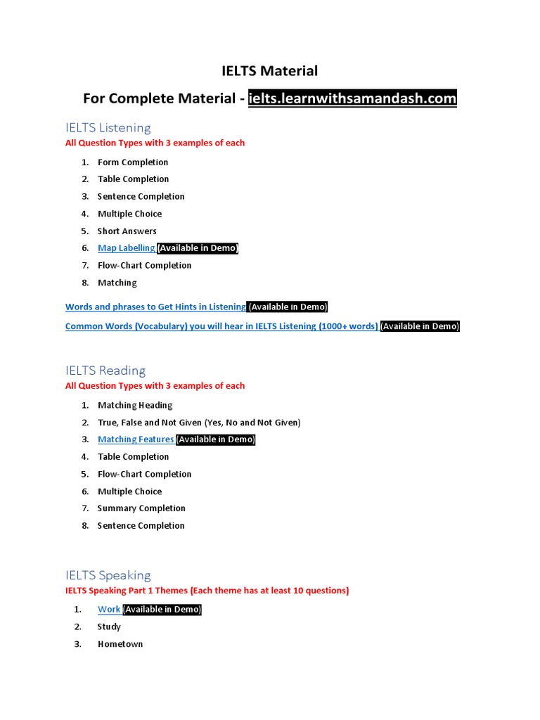 Complete IELTS Material List | PDF | International English Language ...