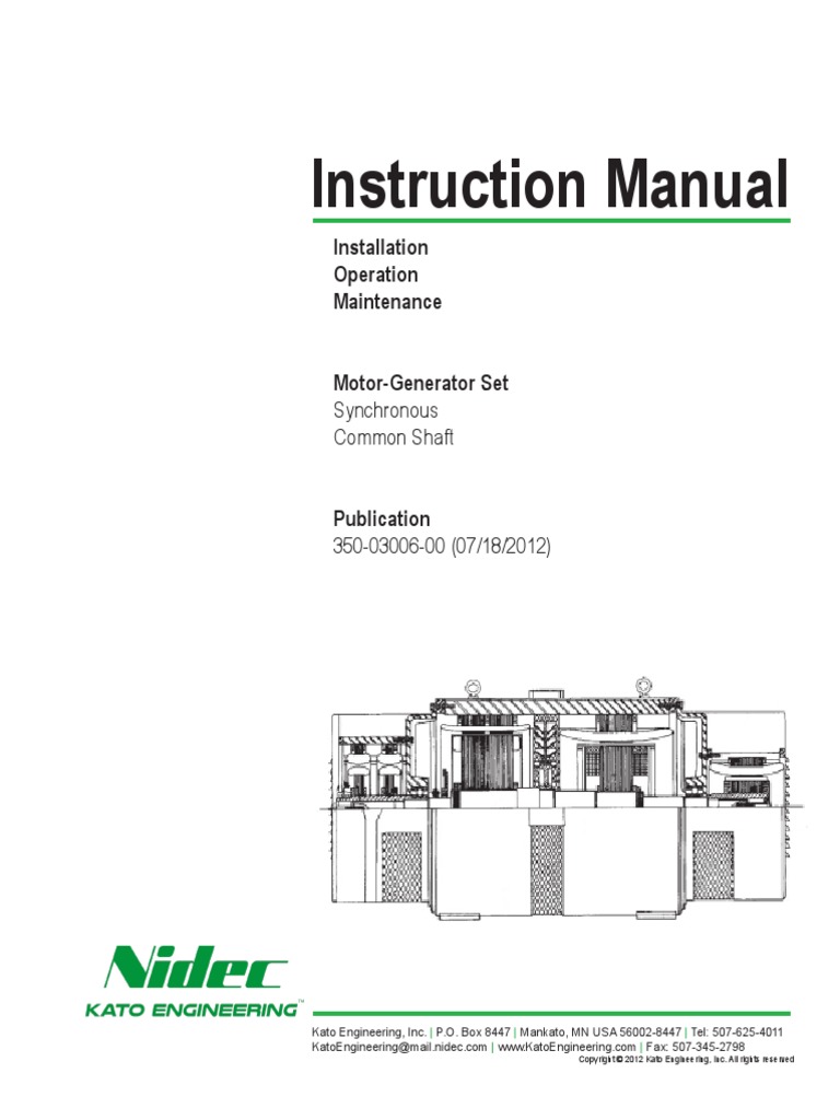 Instruction Manual: Installation Operation Maintenance Motor-Generator ...