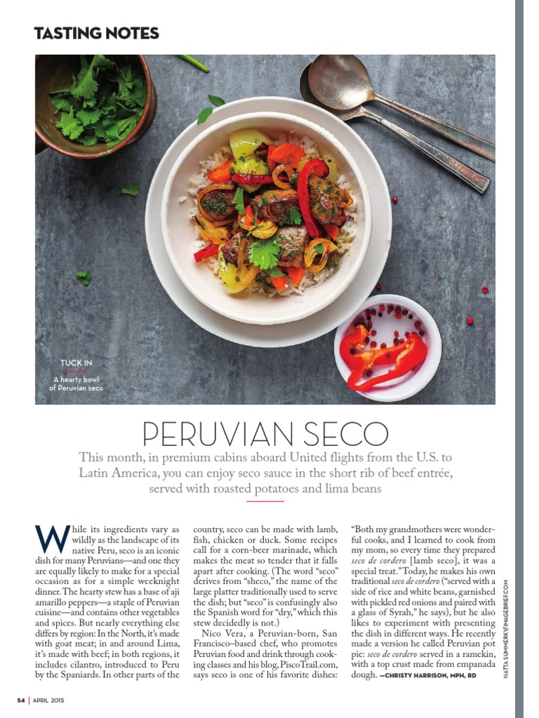 Peruvian Seco: Tasting Notes | PDF | Cuisine | Western Cuisine