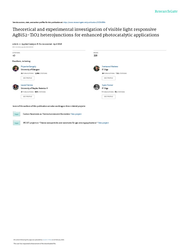 Theoretical and Experimental Investigation of Visible Light Responsive Agbis2-Tio2 ...