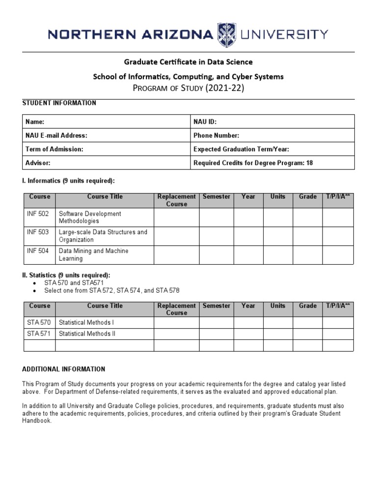 NAU Graduate Certificate in Data Science | PDF | Academic Degree ...