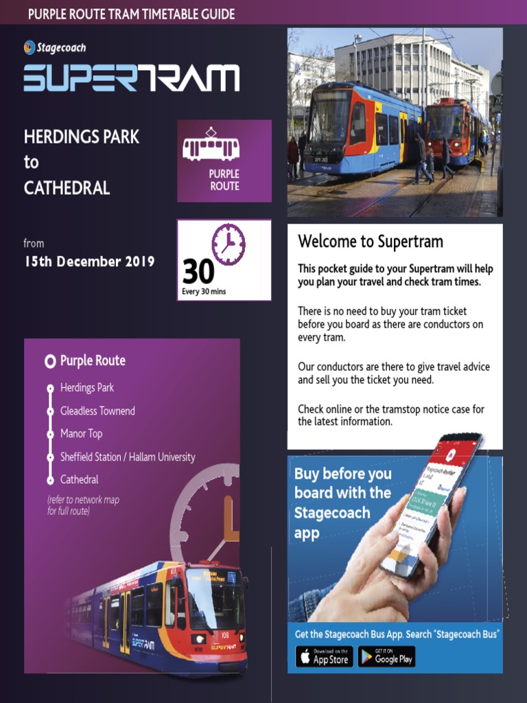 Purple Route Tram Timetable Guide | PDF | Sustainable Transport | Rail ...