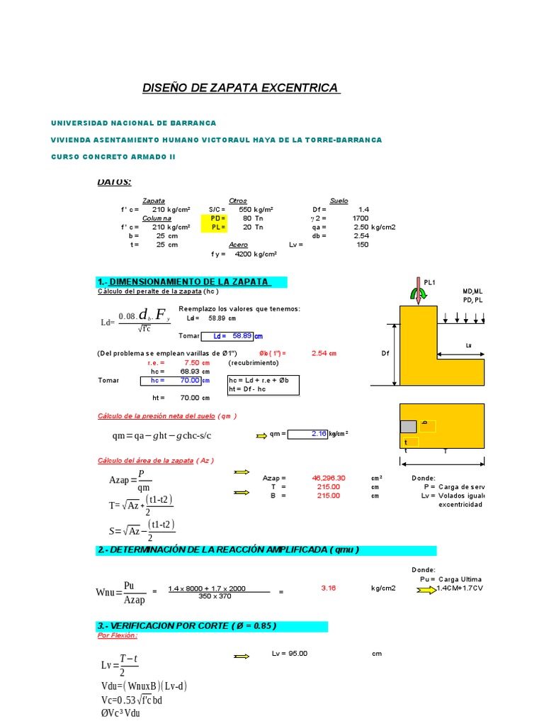 Diseño Zapata Excentricas | PDF | Materiales de construcción ...