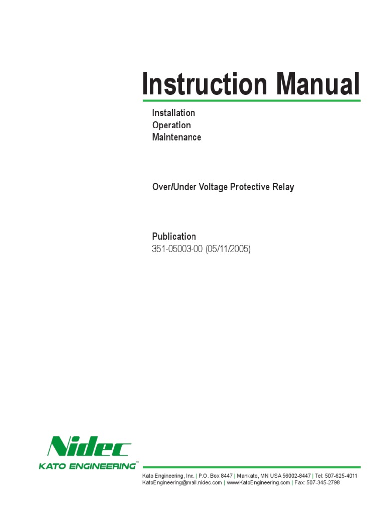 Instruction Manual: Installation Operation Maintenance | PDF | Voltage ...