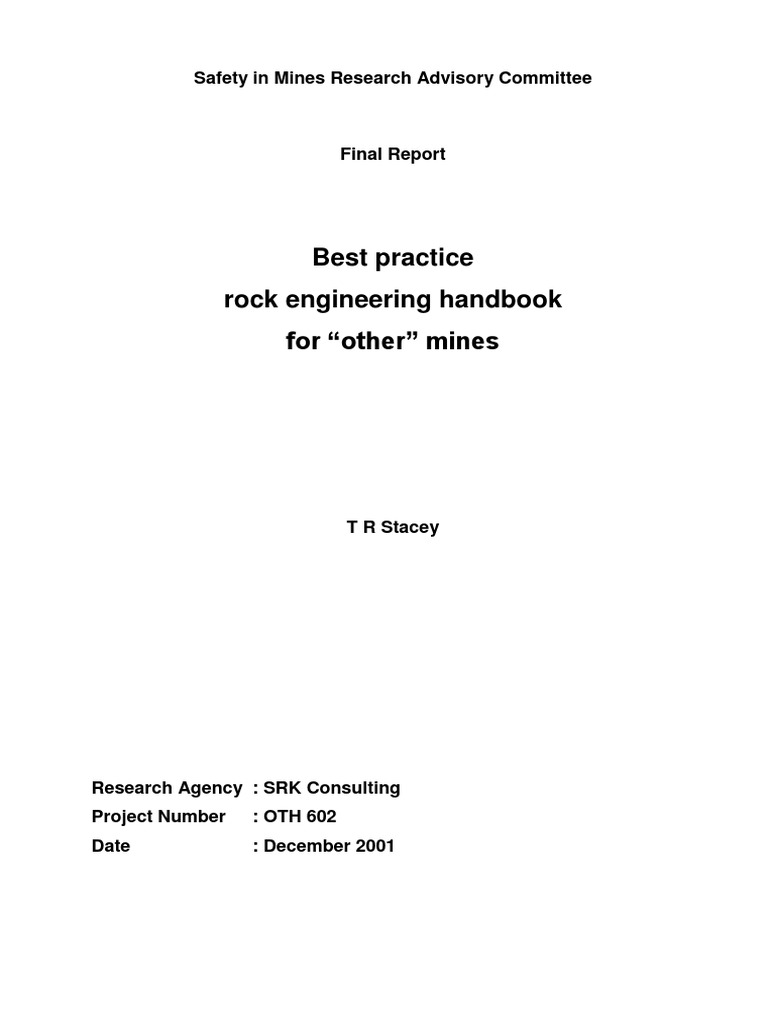 Best Practice Rock Engineering Handbook For Other Mines-Handbook | PDF ...