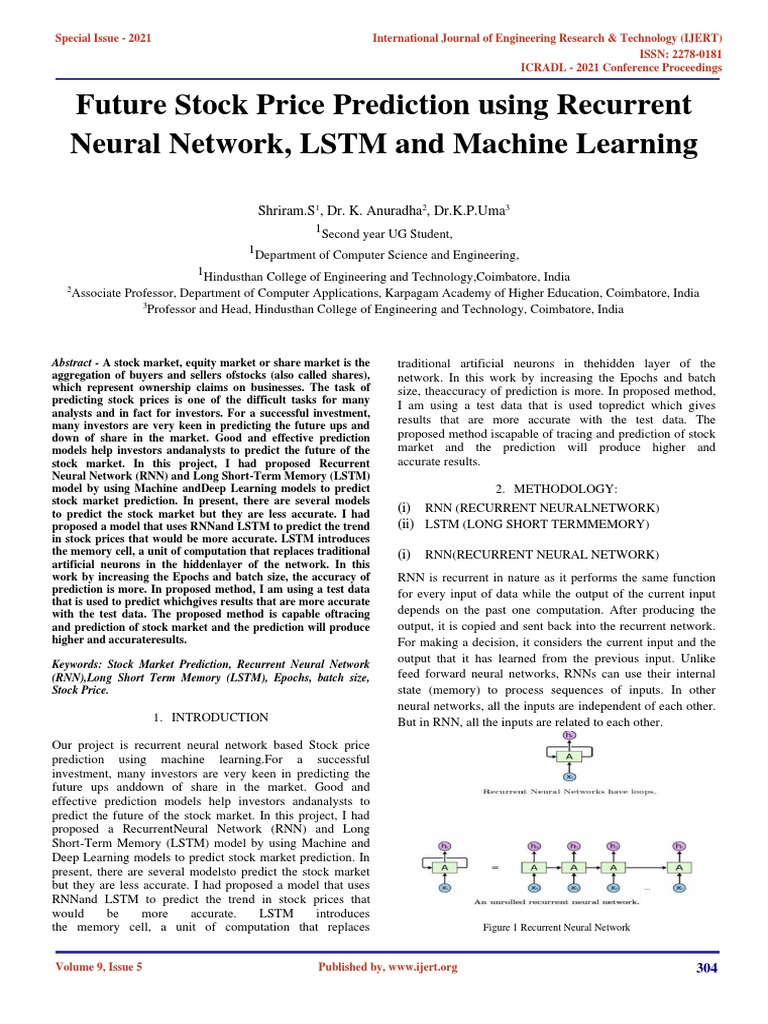 Future Stock Price Prediction Using Recurrent Neural Network LSTM and Machine Learning ...