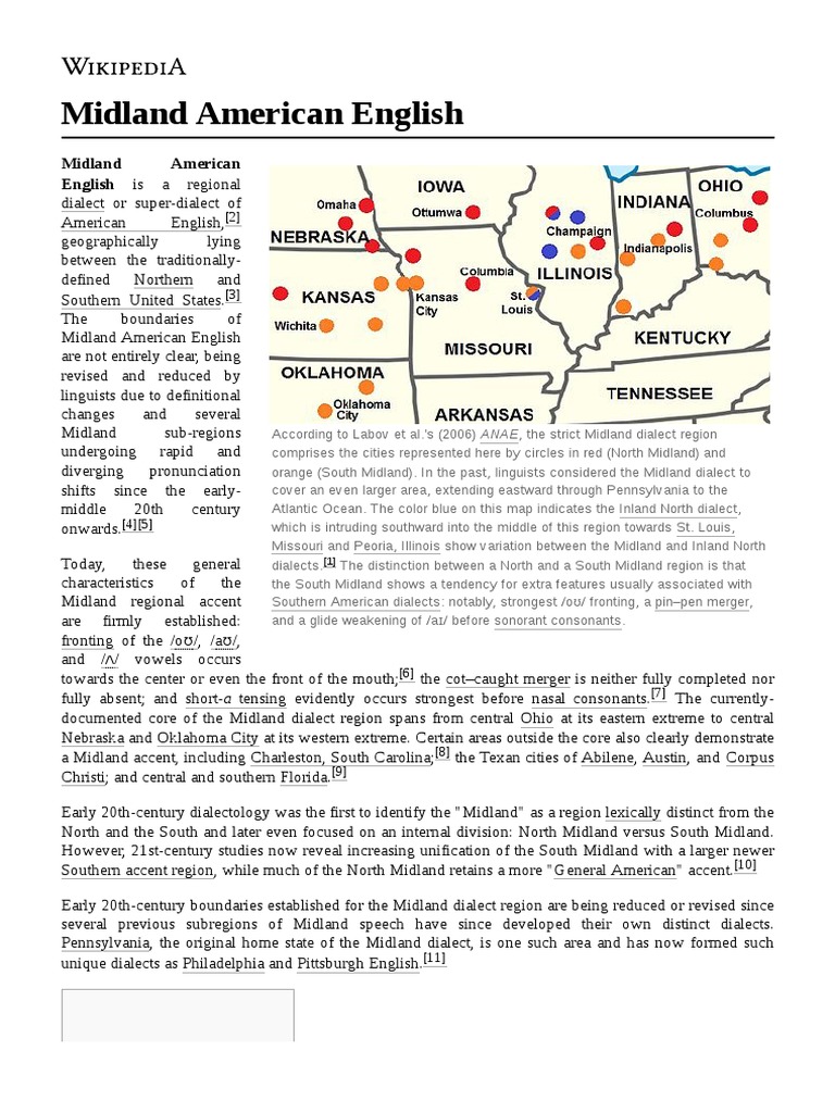 Midland American English Is A Regional | PDF | Human Voice | Phonetics