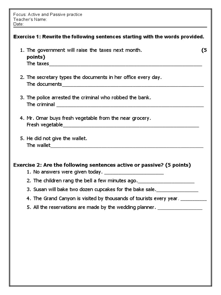 Rewrite the following sentences using given words - Practice Exercise