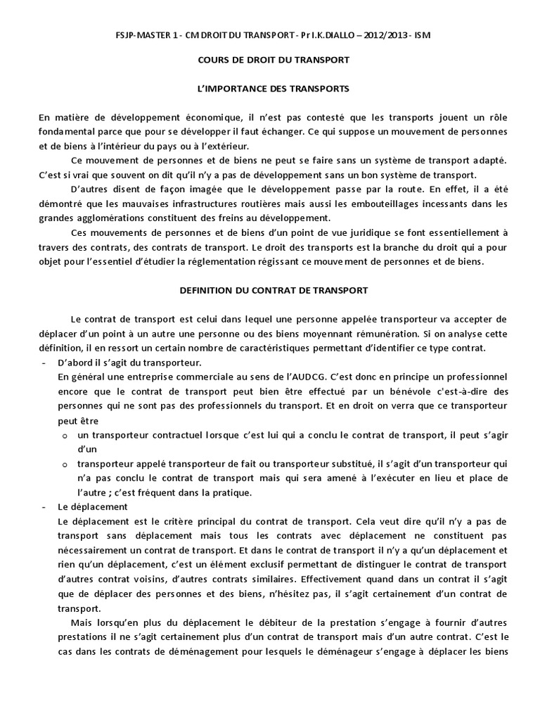 Contrat de Transport | Download Free PDF | Transport | Mode de transport
