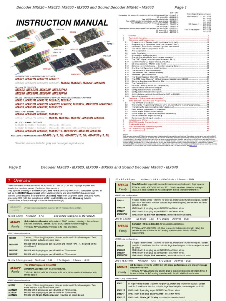 Instruction Manual: Decoder MX620 - MX623, MX630 - MX633 and Sound ...