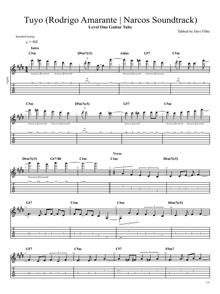 Tuyo (Rodrigo Amarante Narcos Soundtrack) | PDF | Songs Written ...