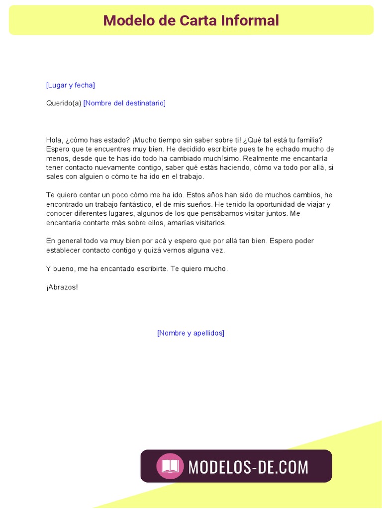 Formatos De Cartas Informales La Carta Formal