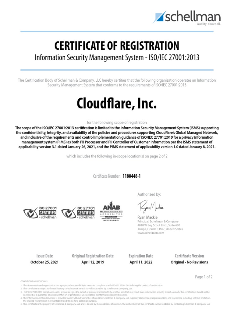 Cloudflare, Inc.: Certificate of Registration | PDF | Information ...