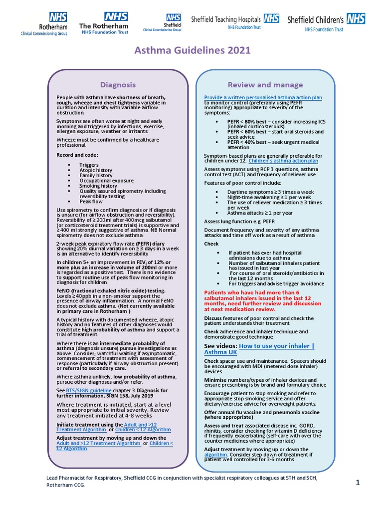 Rotherham CCG Asthma Guidelines FINAL MMC Version V6.1 | PDF | Asthma ...