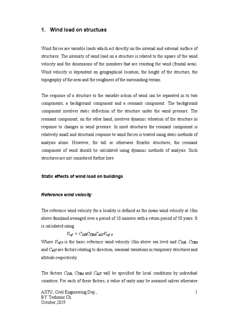 Wind Load On Structues | PDF | Wound | Force
