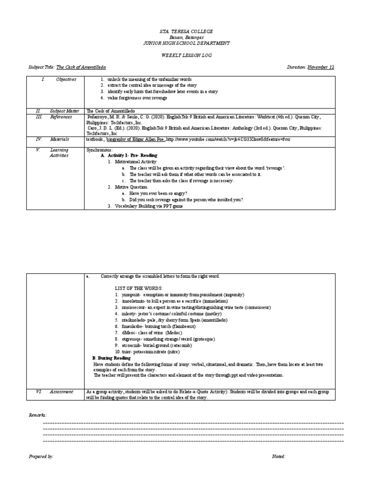 Cask of Amontillado | PDF