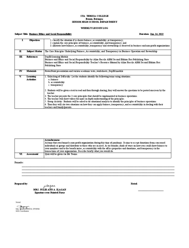 Business Ethics Lesson 2 | PDF | Teachers | Communication