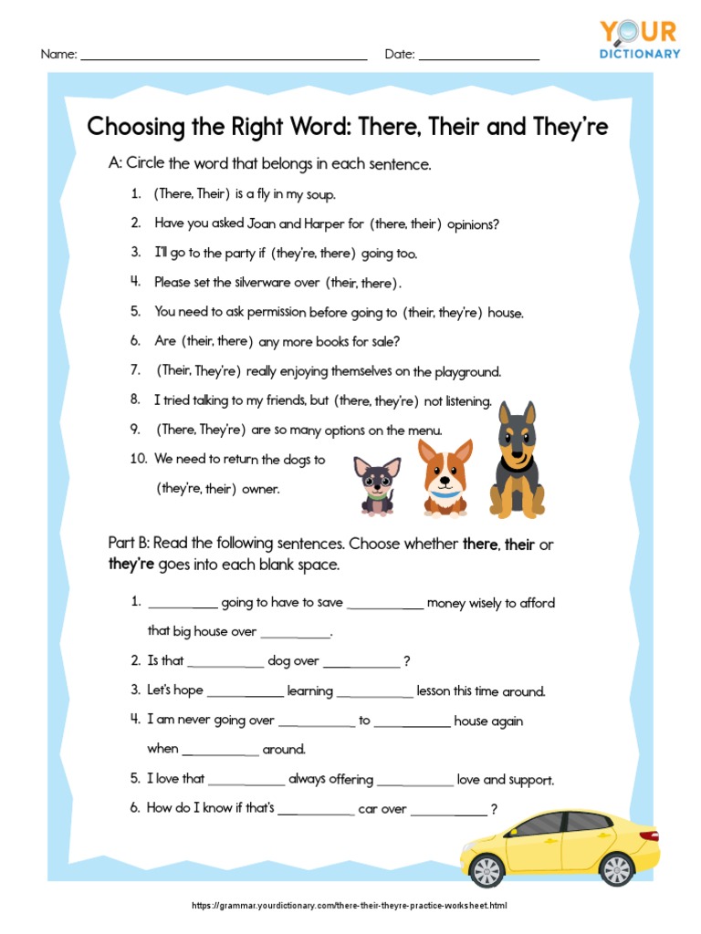 There Their Theyre Worksheet | PDF