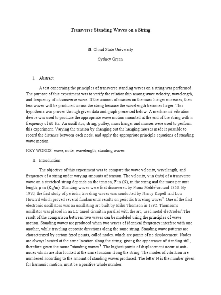 Transverse Standing Waves On A String | PDF | Waves | Wavelength