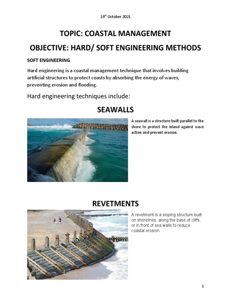 Topic: Coastal Management Objective: Hard/ Soft Engineering Methods ...