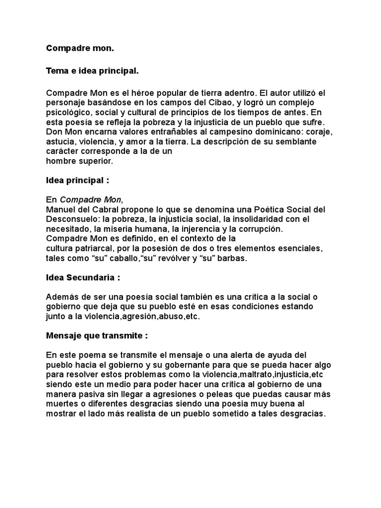 Compadre Mon: Poesía Social y Crítica | PDF | Ciencias sociales ...