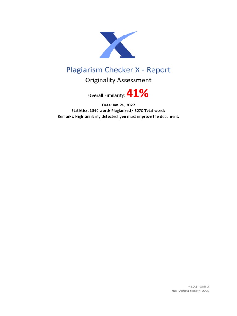 Plagiarism Checker X - Report: Originality Assessment | PDF