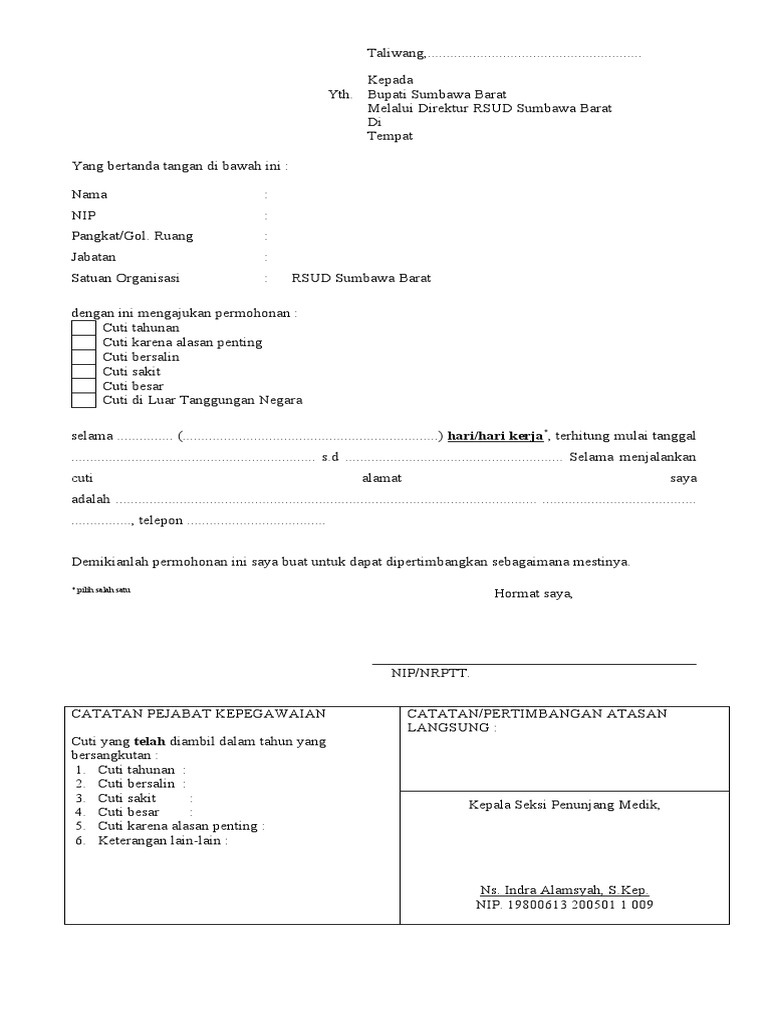 FORM CUTI TAHUNAN Edit | PDF