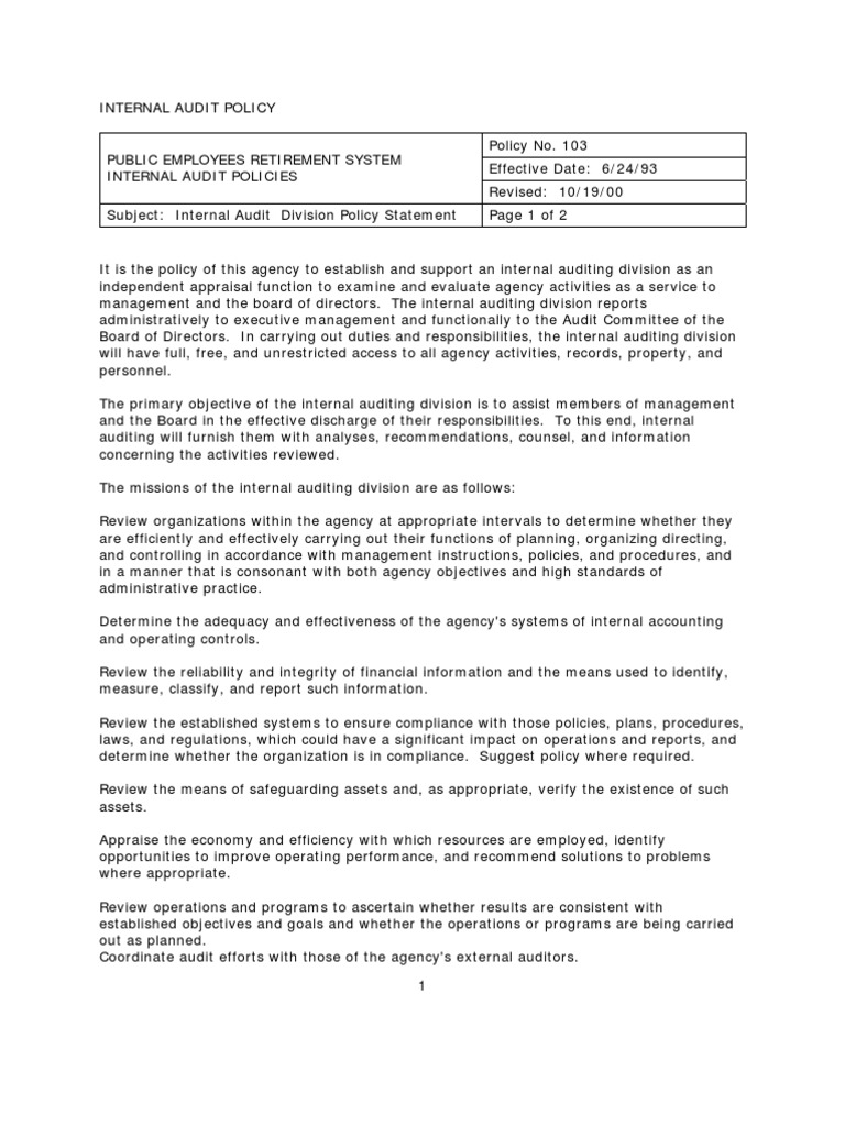 Policy | Internal Audit | Audit