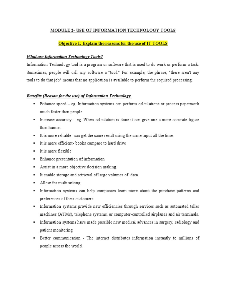 IT Tools for Business Efficiency | PDF | Databases | Spreadsheet