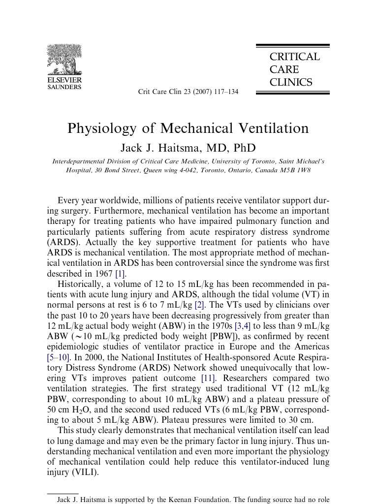 Physiology of Mechanical Ventilation | PDF | Lung | Pulmonology