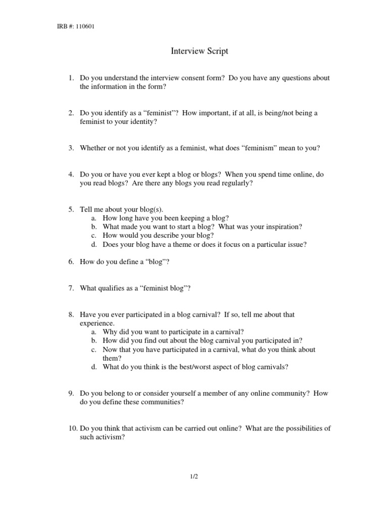 M.A. Thesis Interview Script (110601c1)