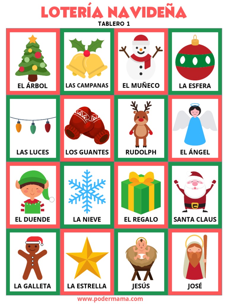 Plantillas Lotería Navideña para Imprimir | PDF | Cocina, comidas y vino