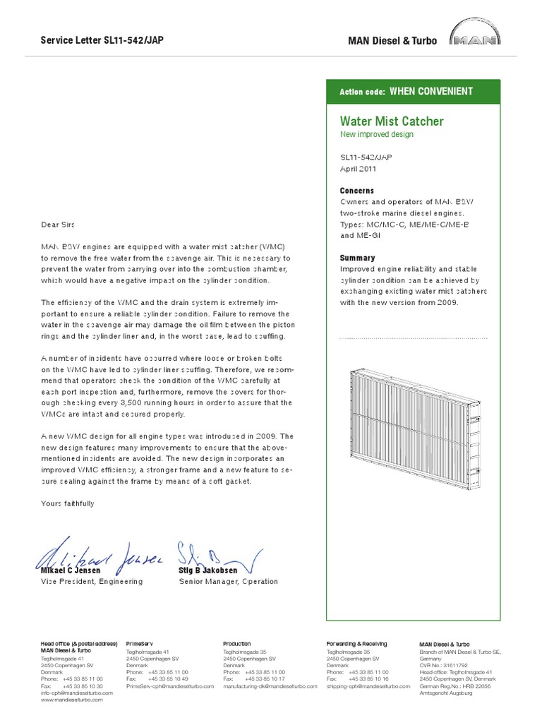 Water Mist Catcher of Main Engine | PDF | Piston | Engines