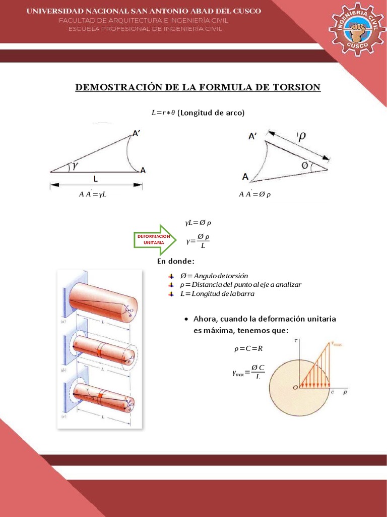 Formula de Torsion | PDF | Mecánica de Medios Continuos | Cantidades ...