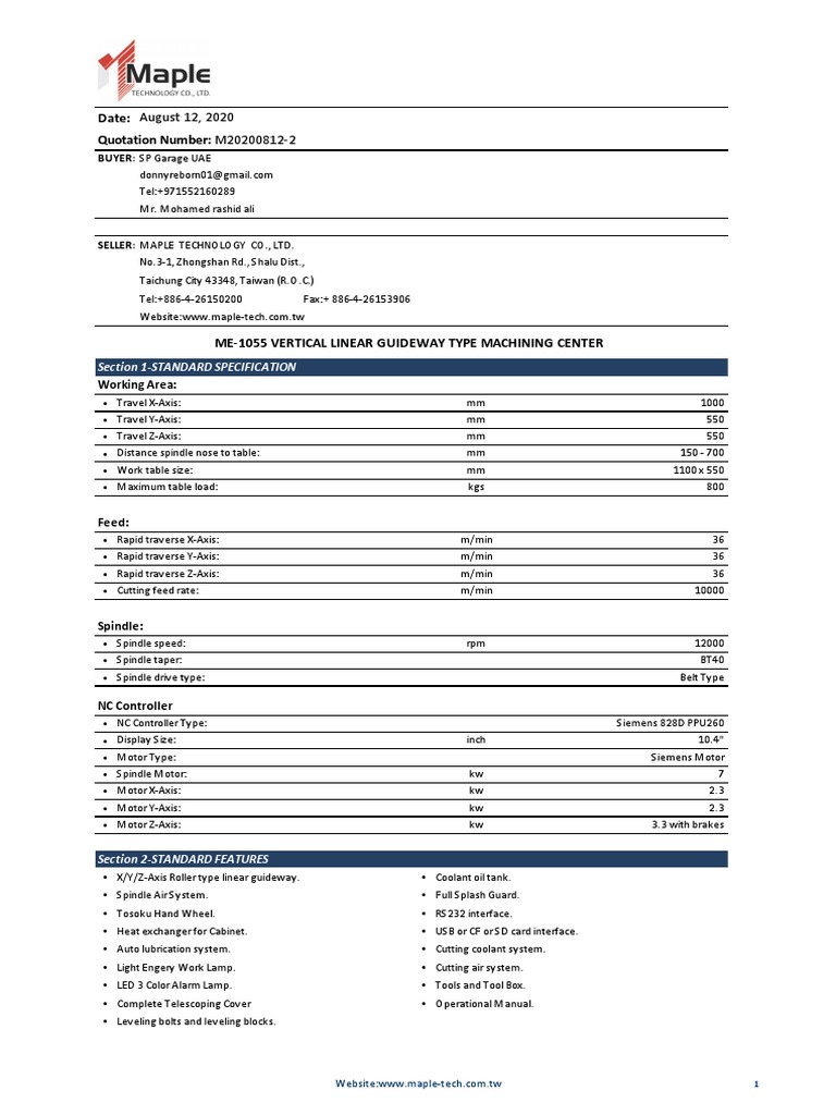 M20200812-2 (ME-1055 With Siemens 828D PPU260) | PDF | Manufactured ...