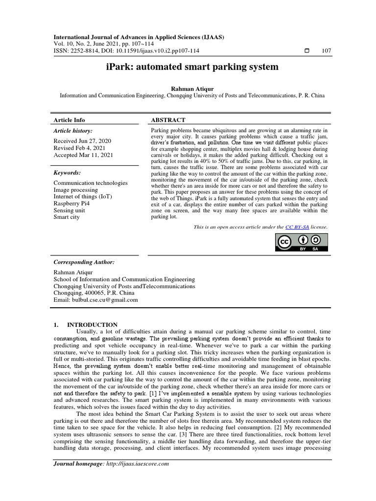 Ipark: Automated Smart Parking System | PDF | Internet Of Things ...