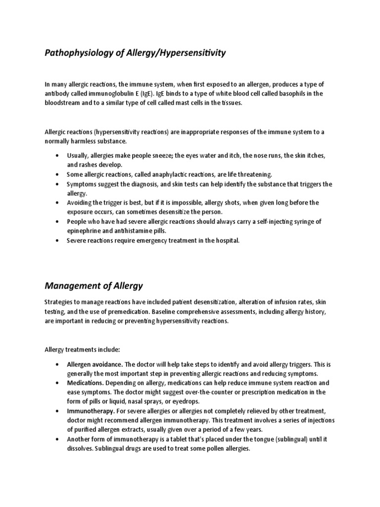 Pathophysiology of Allergy | PDF | Allergy | Allergen