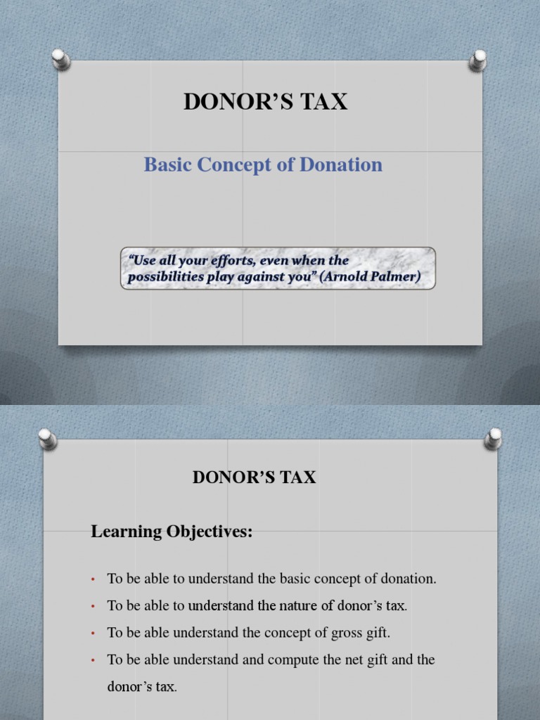 Basic Concept of Donation and Donor's Tax | PDF | Taxes | Market Value